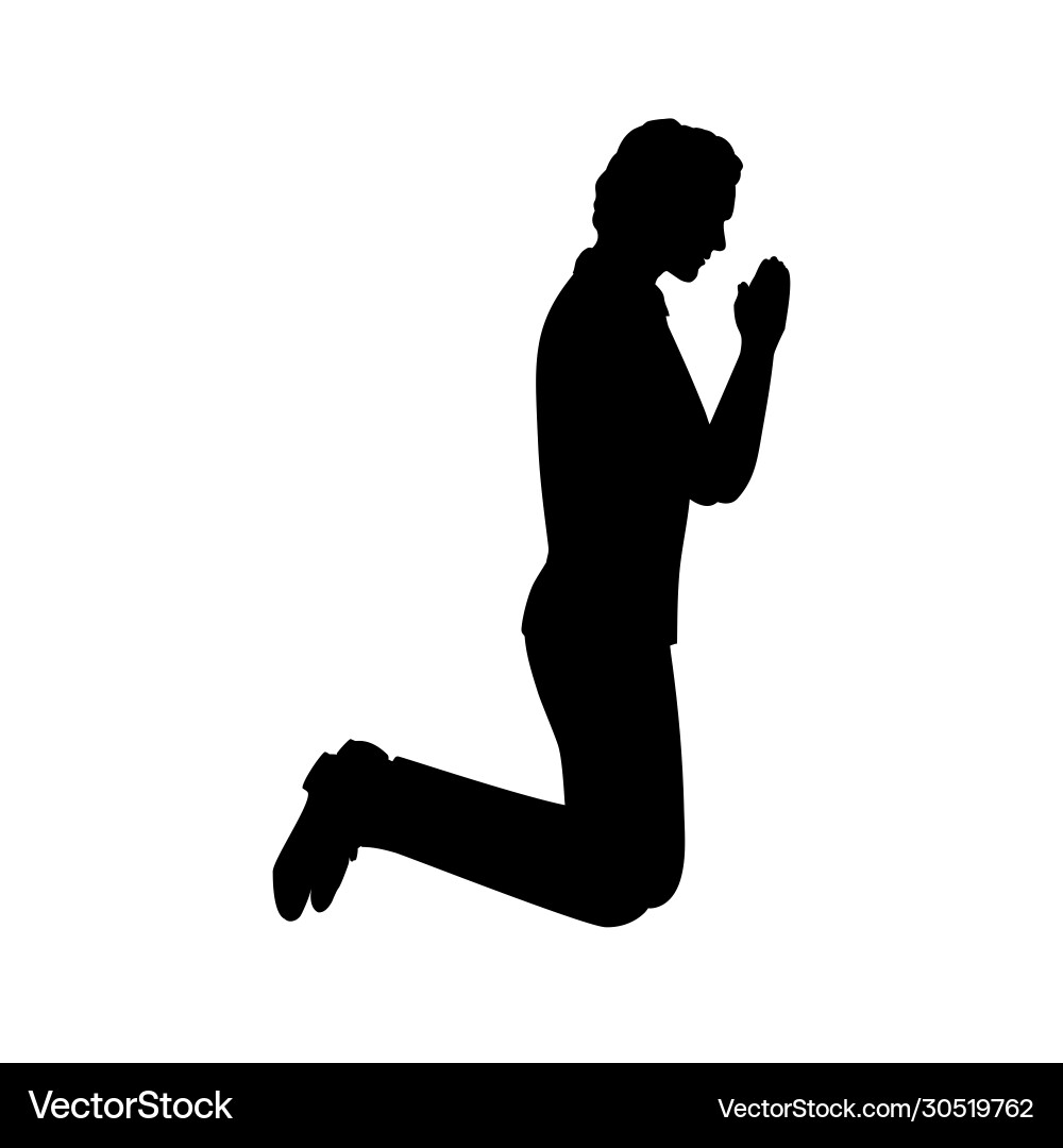Man Kneeling in Prayer Royalty Free Vector Image