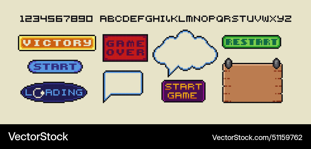 Pixel art frames retro 8 bit buttons arrows Vector Image