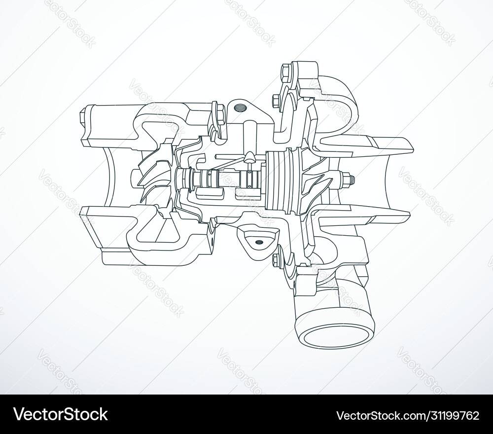 Turbocharger Cross-Section Diagram – Royalty-Free Vector | VectorStock