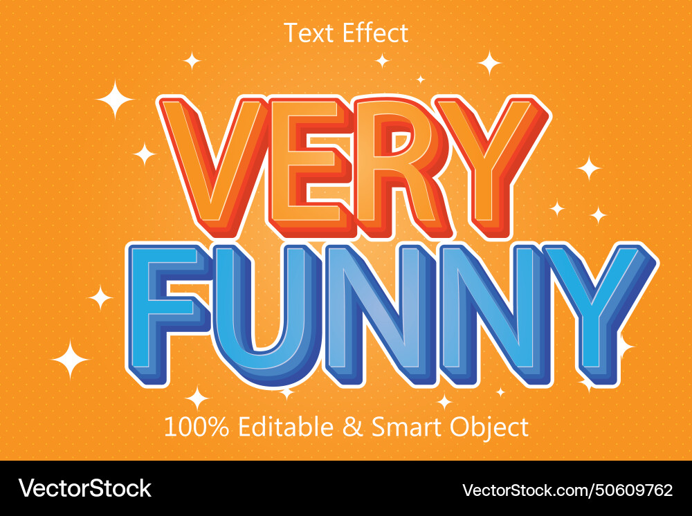 Very funny editable text effect 3 dimension Vector Image