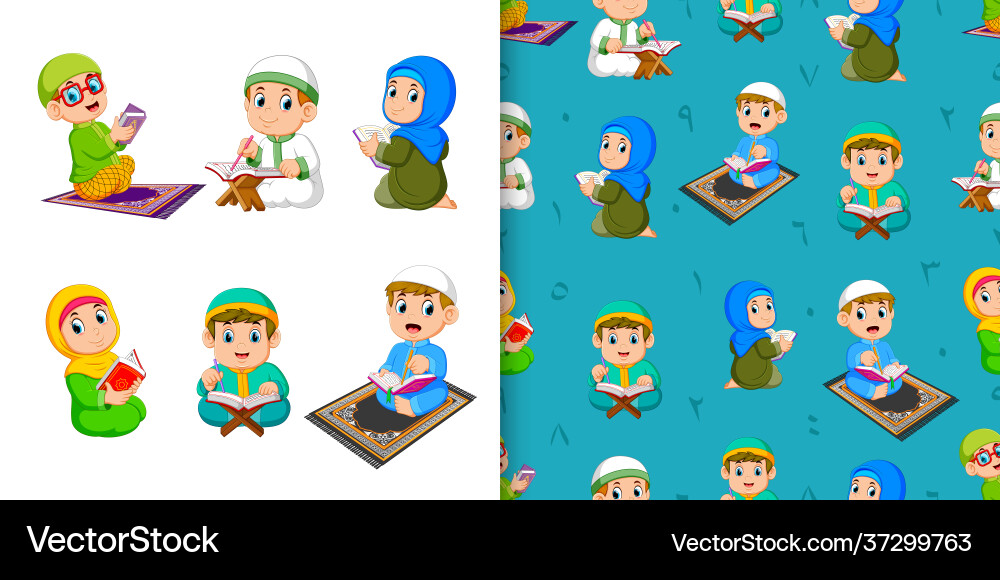 Collection children recite al Royalty Free Vector Image