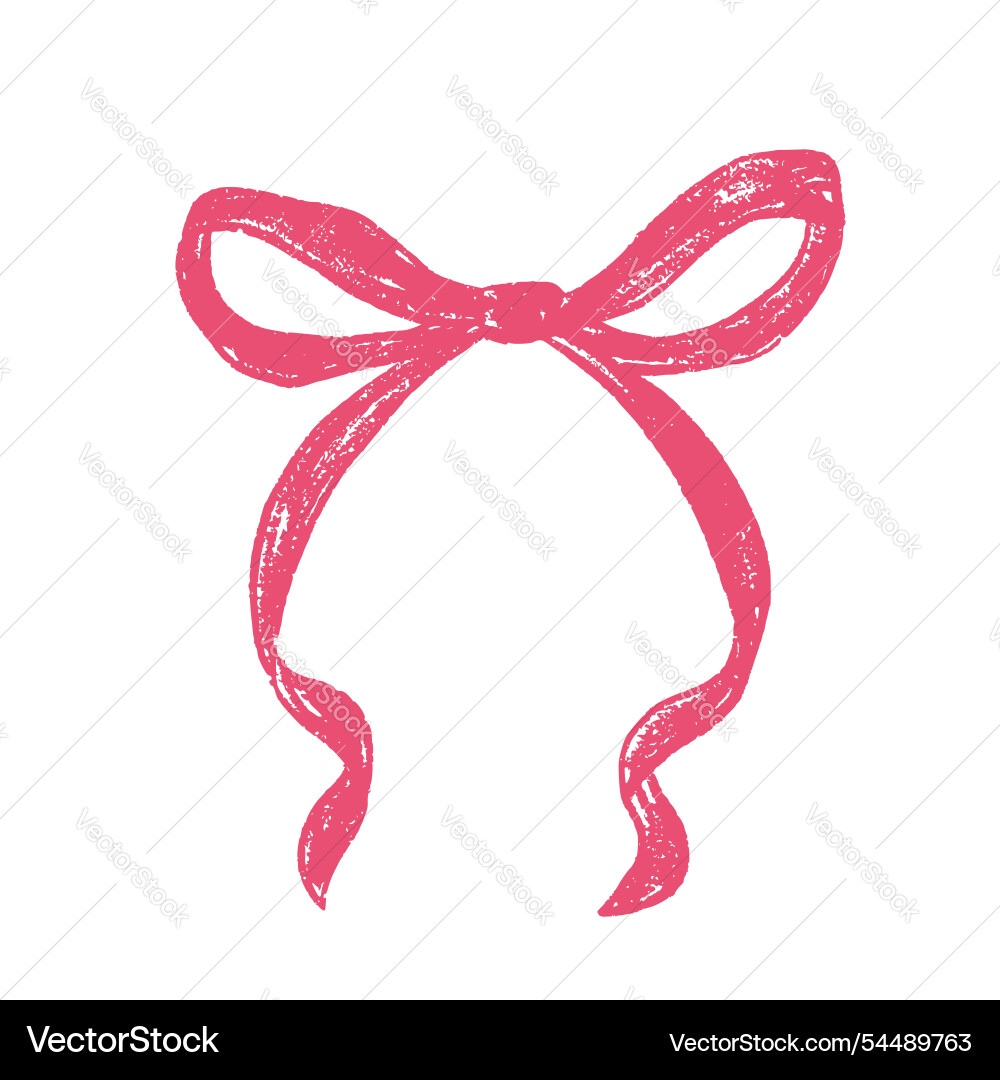 Crayon bow red scribble ribbon band paintbrush Vector Image