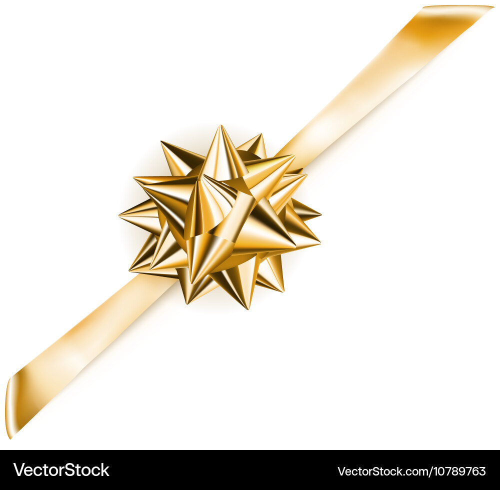 Golden Shiny Ribbon Bow Royalty Free Vector Image
