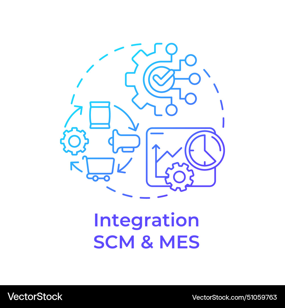 Integration scm and mes blue gradient concept icon Integration scm and mes blue gradient concept icon