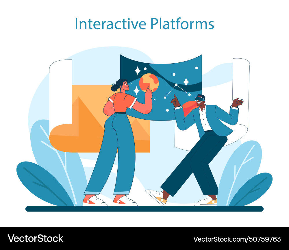 Interactive platforms concept in virtual tourism Vector Image