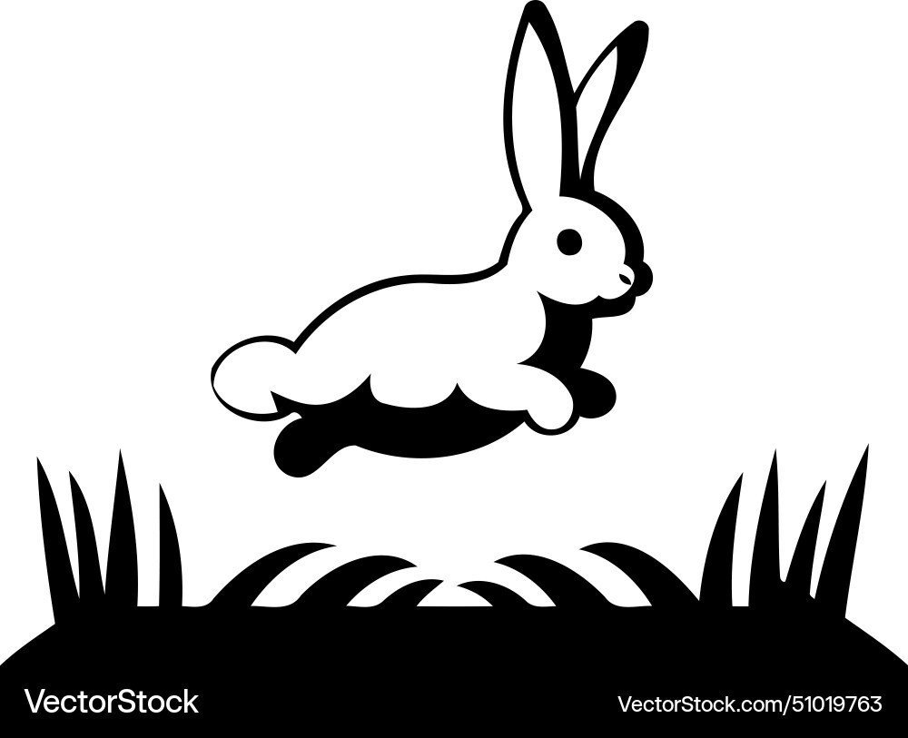 Rabbit in the field flat design style Royalty Free Vector