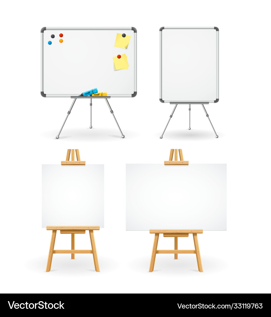Realistic Whiteboard Set with Magnets Royalty Free Vector