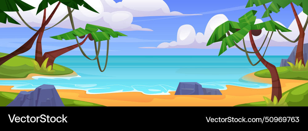 Sea beach landscape cartoon Royalty Free Vector Image