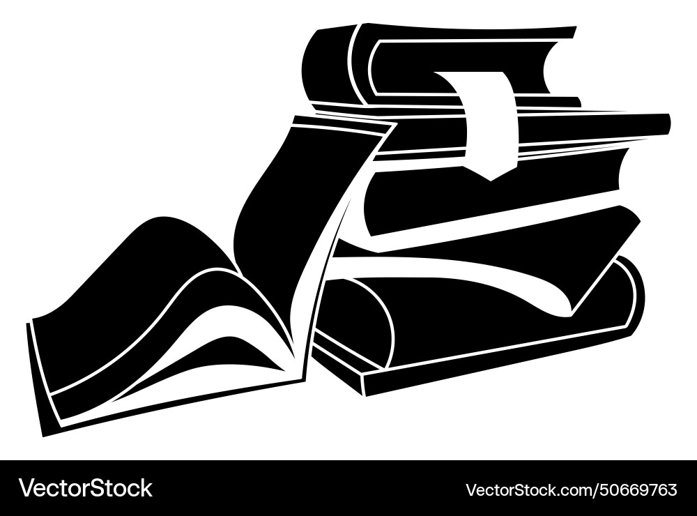 Stack of books silhouette Royalty Free Vector Image