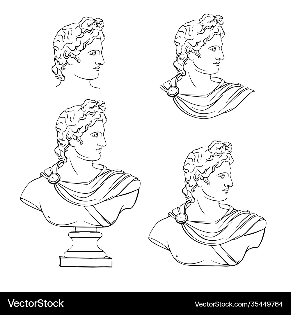 Apollo Bust - Classic Greek Sculpture Royalty Free Vector