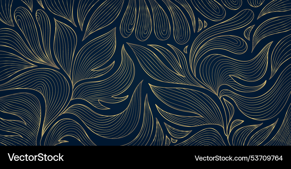 Art deco leaves floral pattern line plant Vector Image