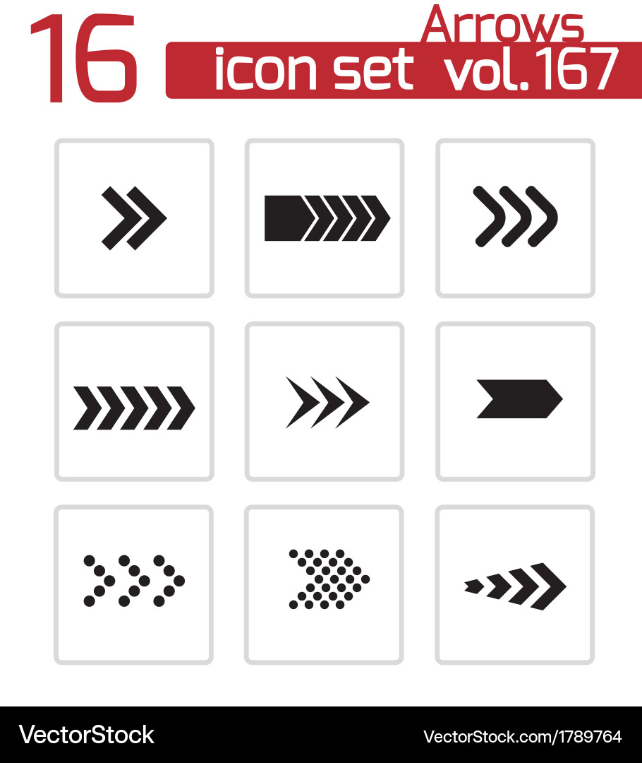 Black arrows icons set Royalty Free Vector Image