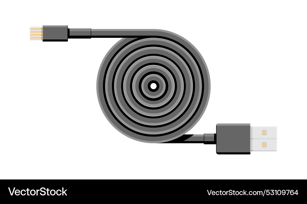 Black usb cable isolated on white Royalty Free Vector Image