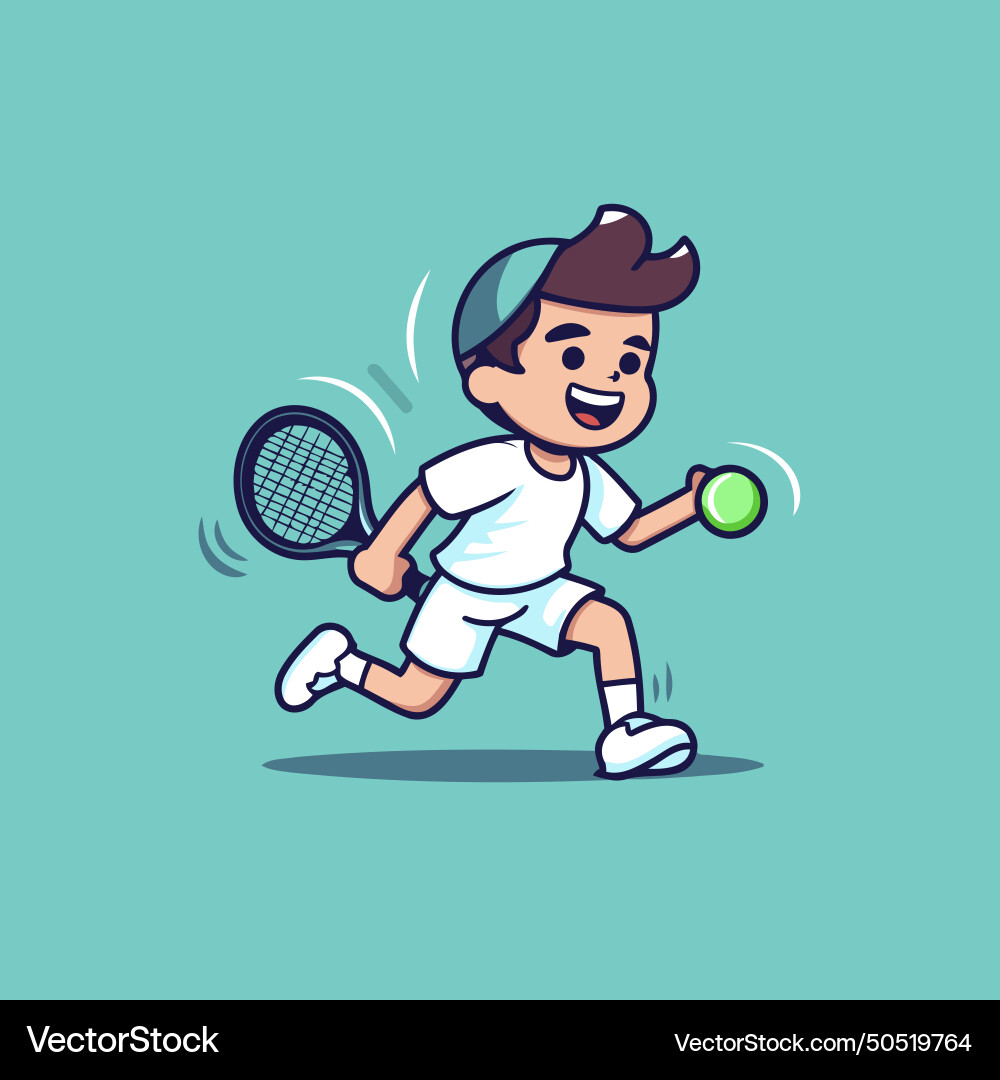 Cartoon boy playing tennis Royalty Free Vector Image