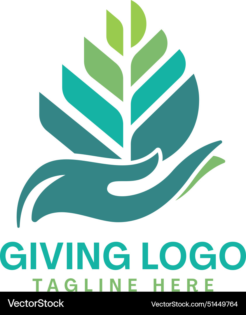 Giving hand logo design with flower icon Vector Image