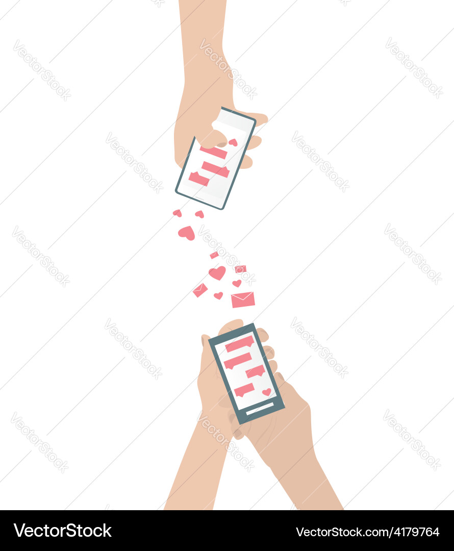 Human hand is sending love messages Royalty Free Vector