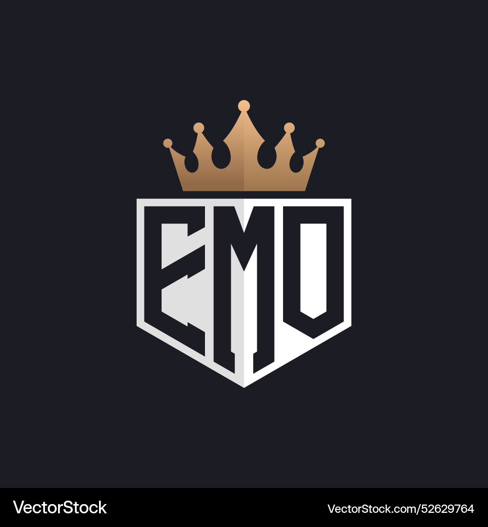 Luxury emo logo with crown elegant initials Vector Image