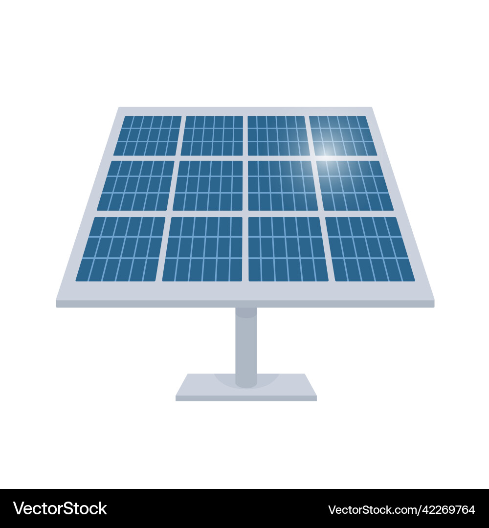Solar battery panel flat cartoon Royalty Free Vector Image