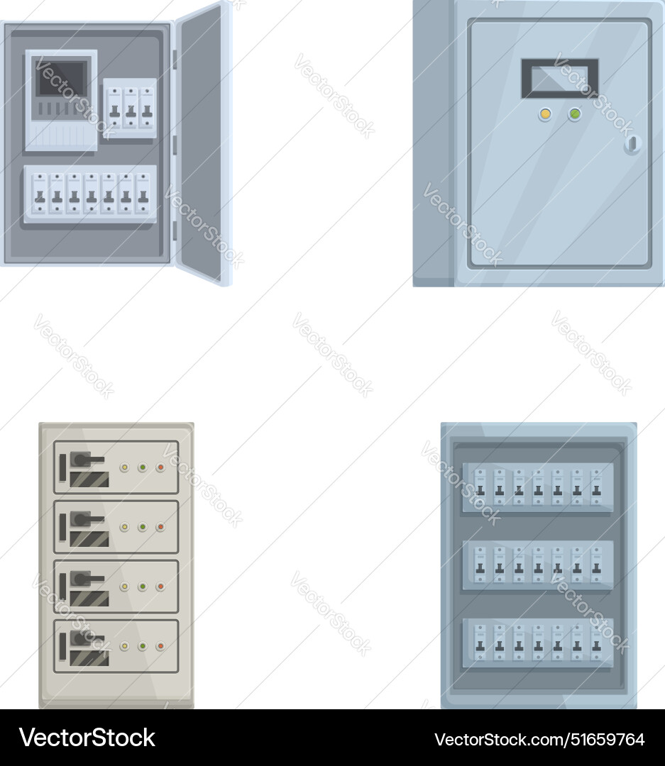 Various types of electrical panels and circuit Vector Image