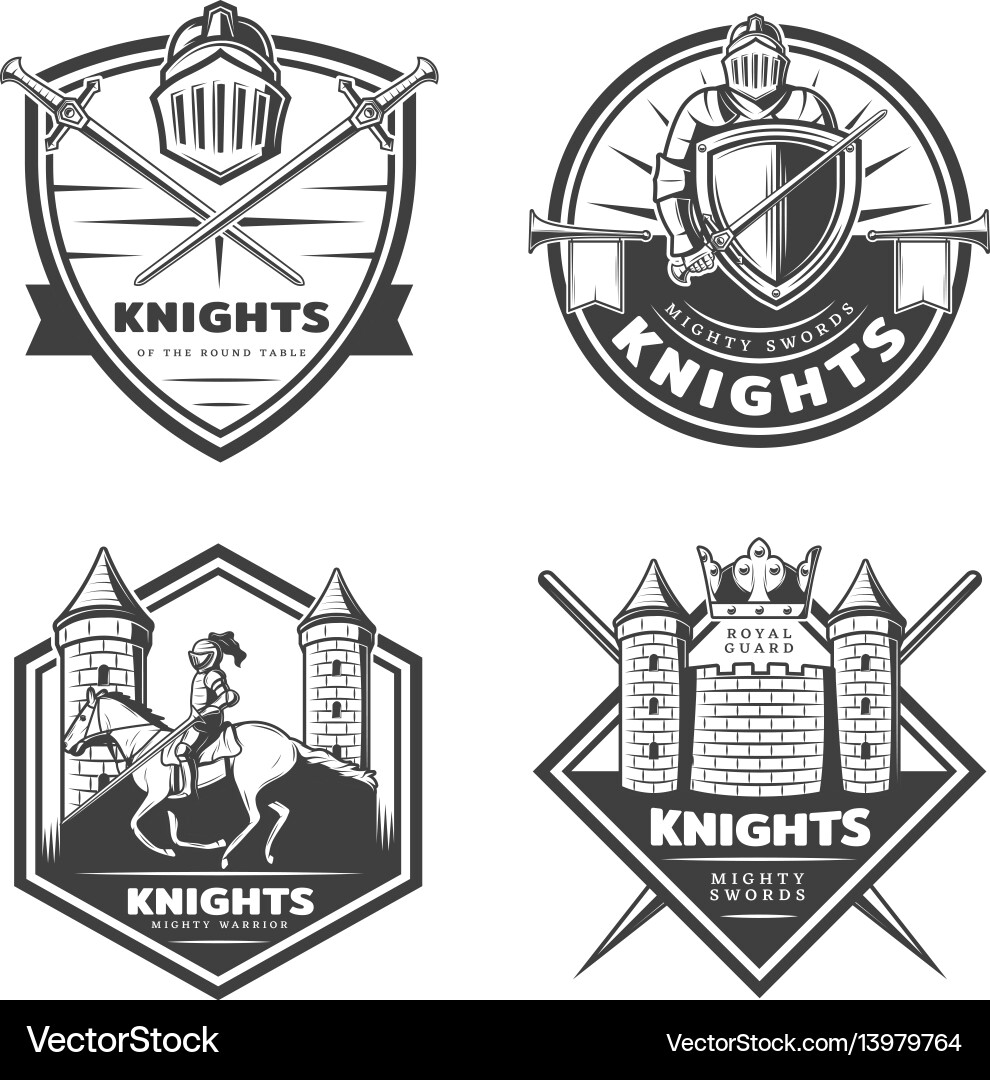 Vintage medieval emblems set Royalty Free Vector Image