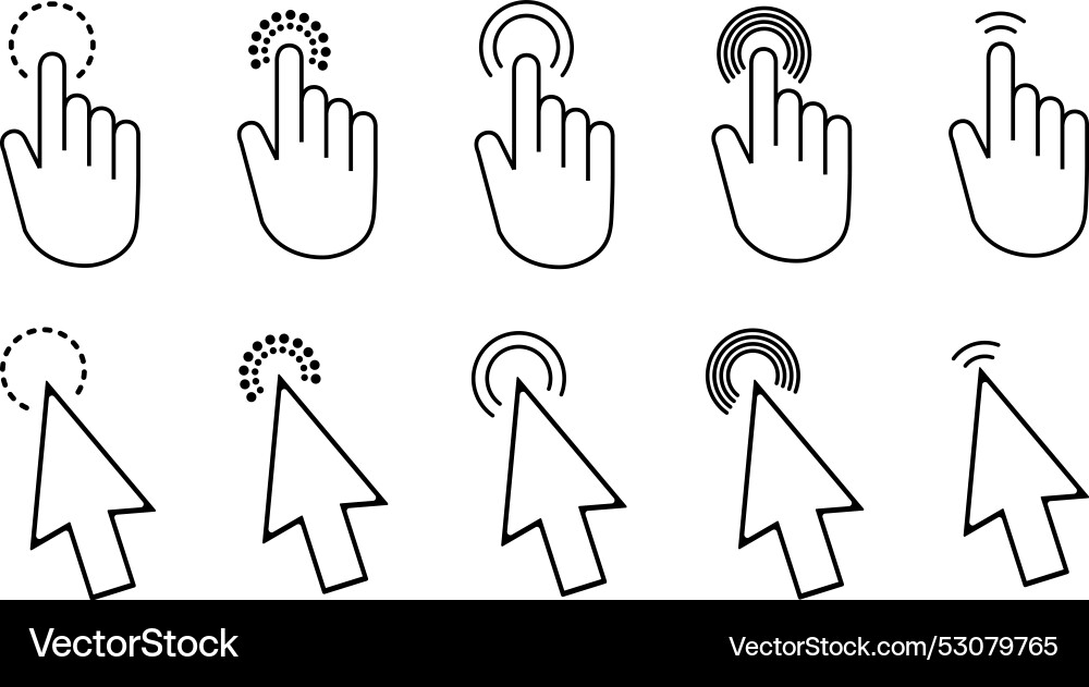 Arrows and hands cursors symbol pointing hand cli Vector Image