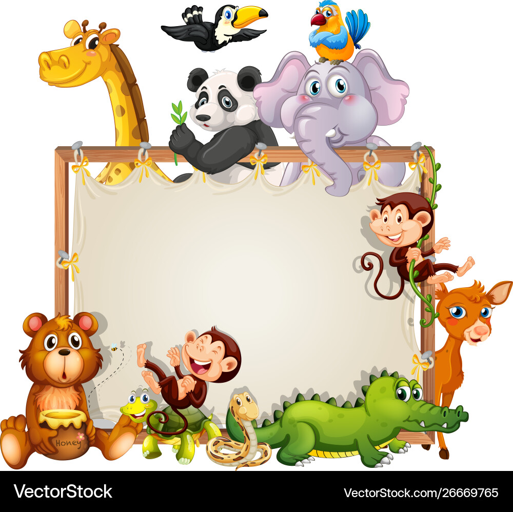 Border template design with cute animals Vector Image