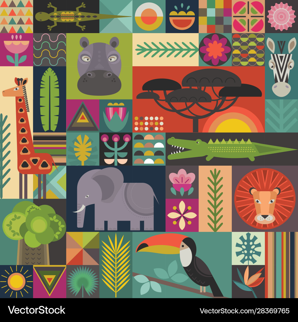 Geometric African Animal Pattern Royalty Free Vector Image