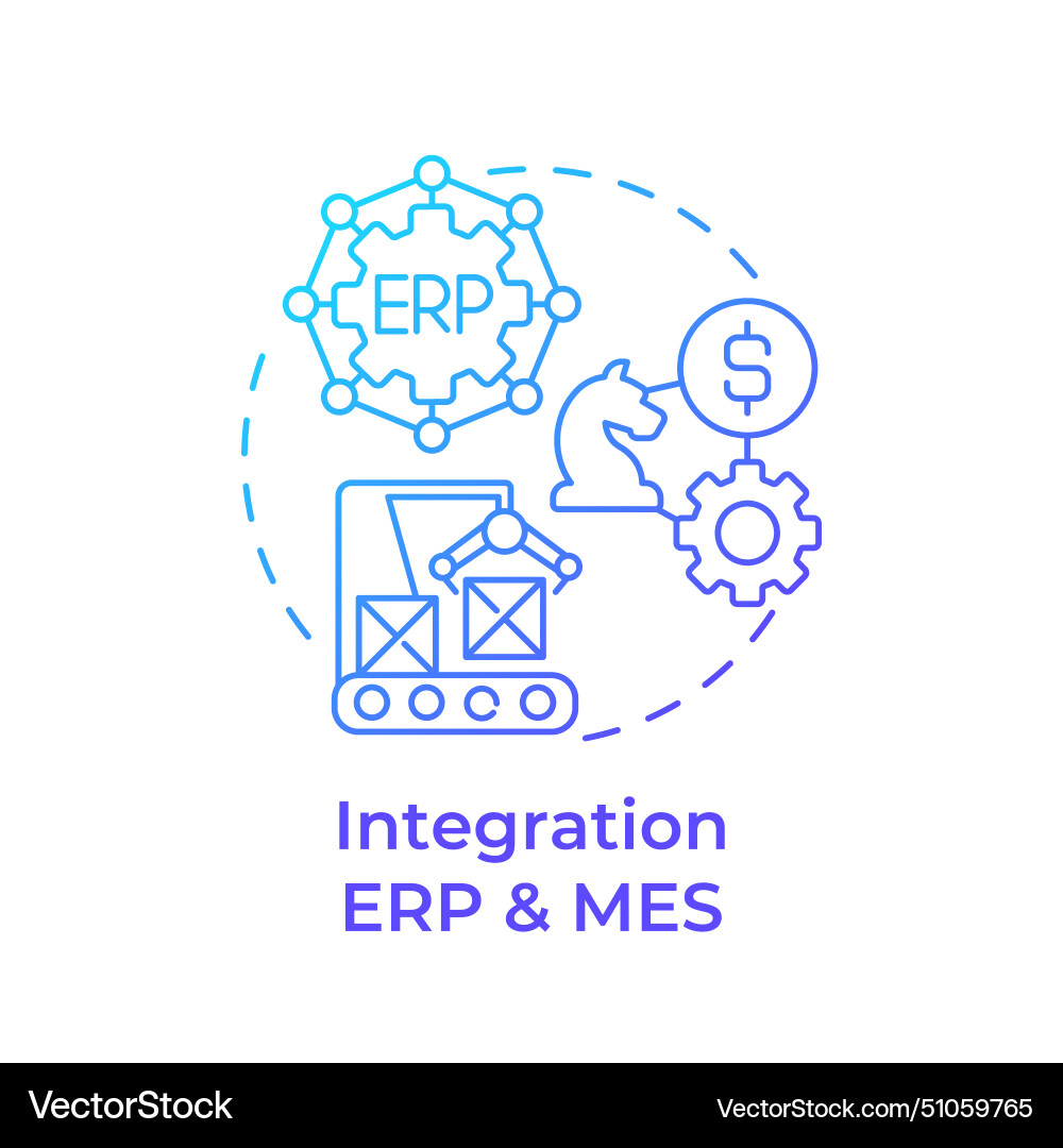 Integration erp and mes blue gradient concept icon Integration erp and mes blue gradient concept icon