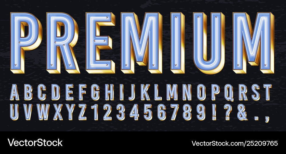 Premium Neon Light Box Font Royalty Free Vector Image
