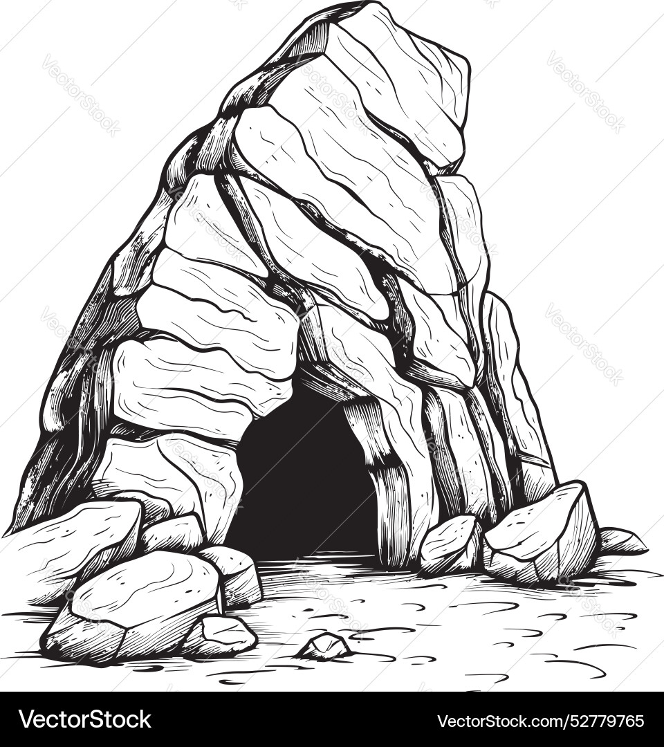 Primitive cave haven logo design ancient stone Vector Image