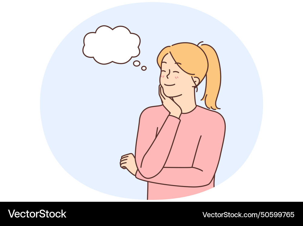 Smiling woman dreaming or imagining Royalty Free Vector