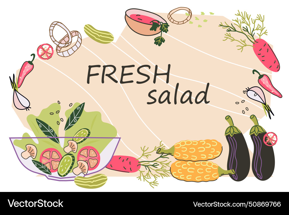 Banner background with organic vegetable salad Vector Image