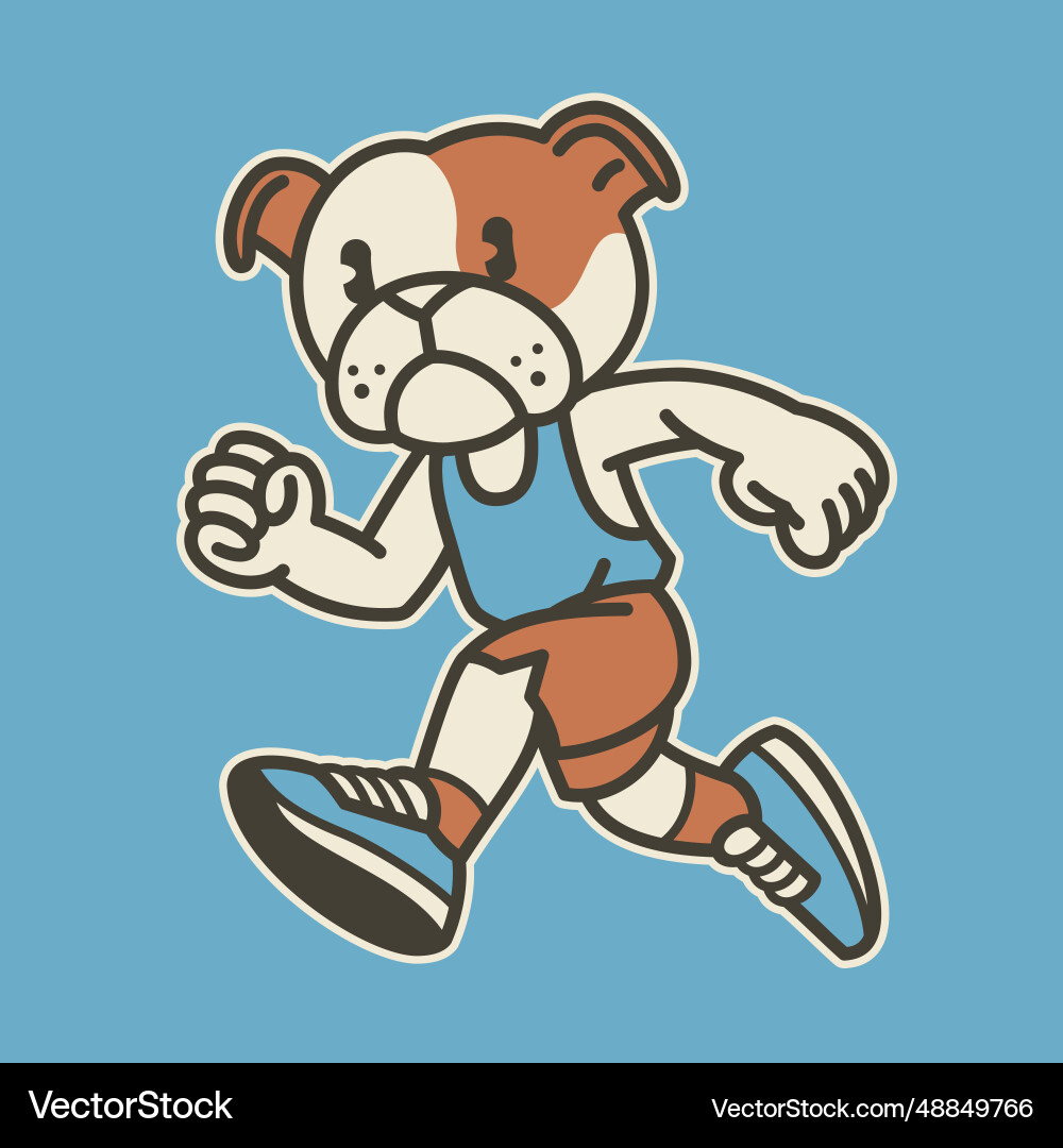 Cartoon dog runner vintage Royalty Free Vector Image