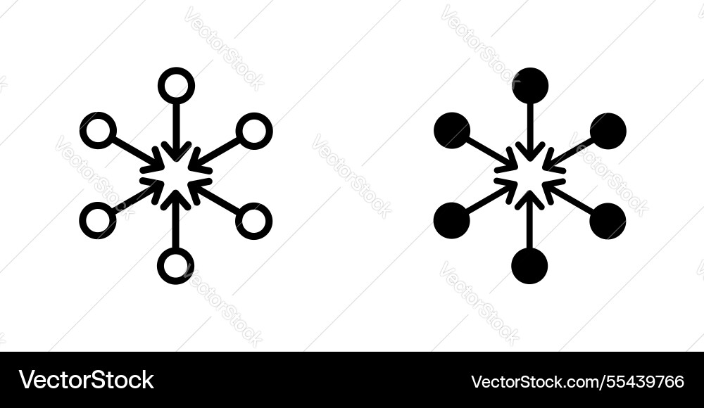 Centralized icons stroke line and black solid Vector Image