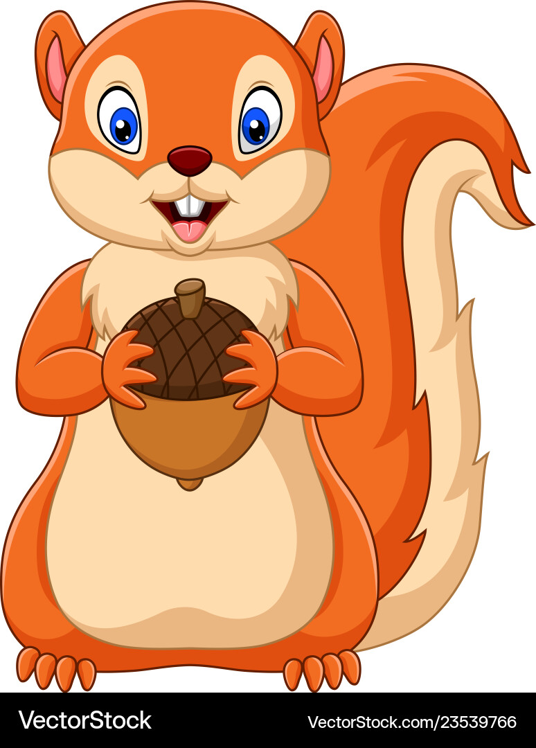 Cute Cartoon Squirrel with Nut Royalty Free Vector Image