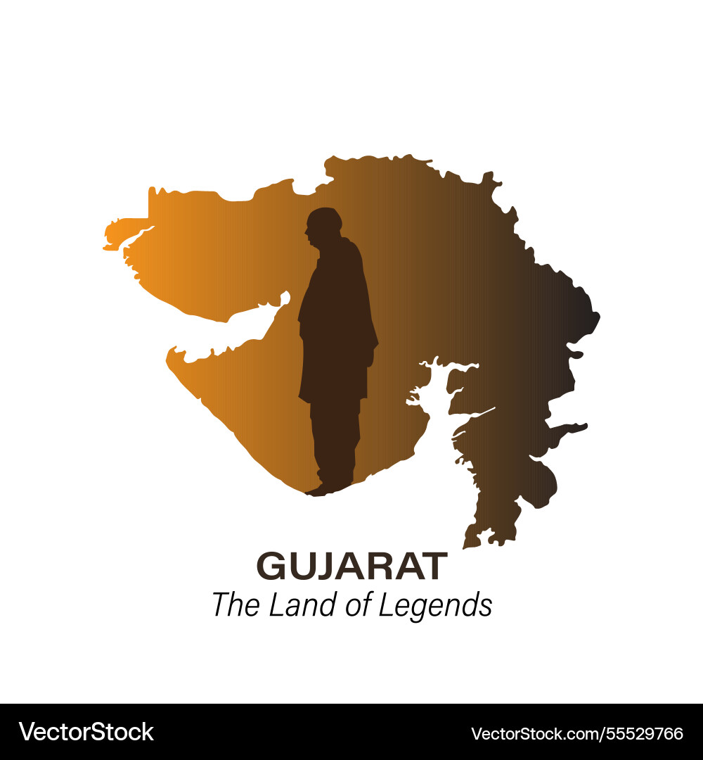 Gujarat silhouette map Royalty Free Vector Image