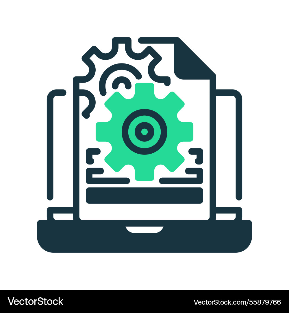 Laptop Work Icon - Productivity Royalty Free Vector Image