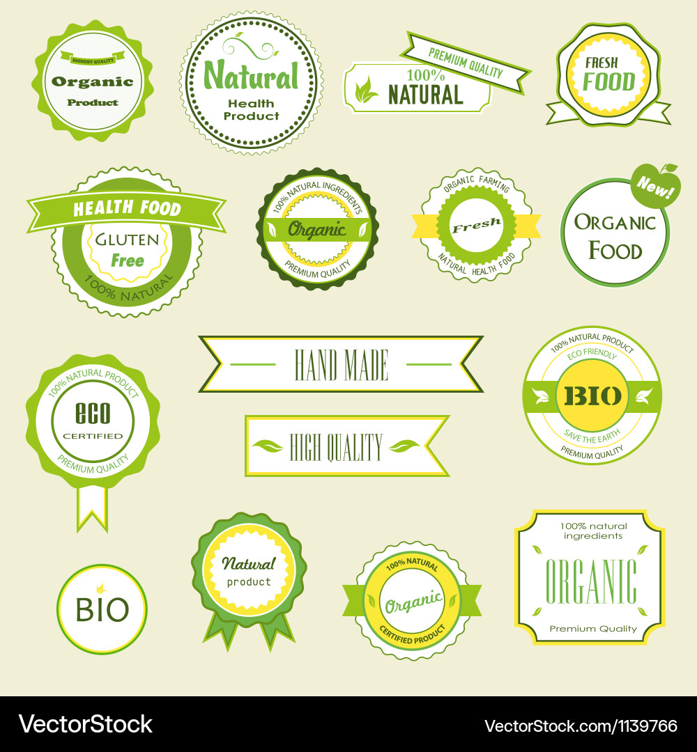 Organic labels logos and stickers Royalty Free Vector Image