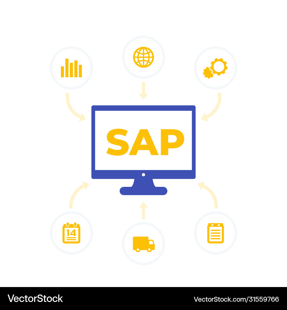 Sap business software icons Royalty Free Vector Image