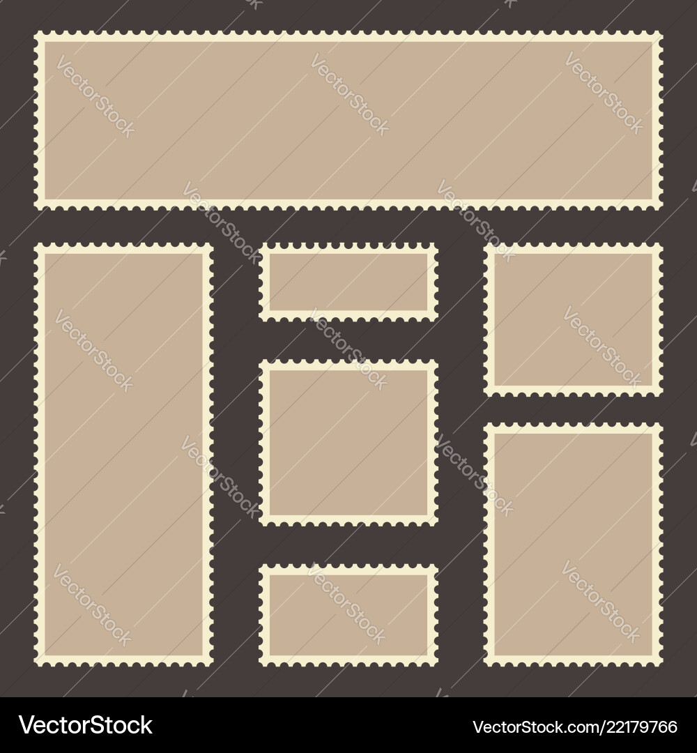 Vintage postage stamp set blank stamps Royalty Free Vector