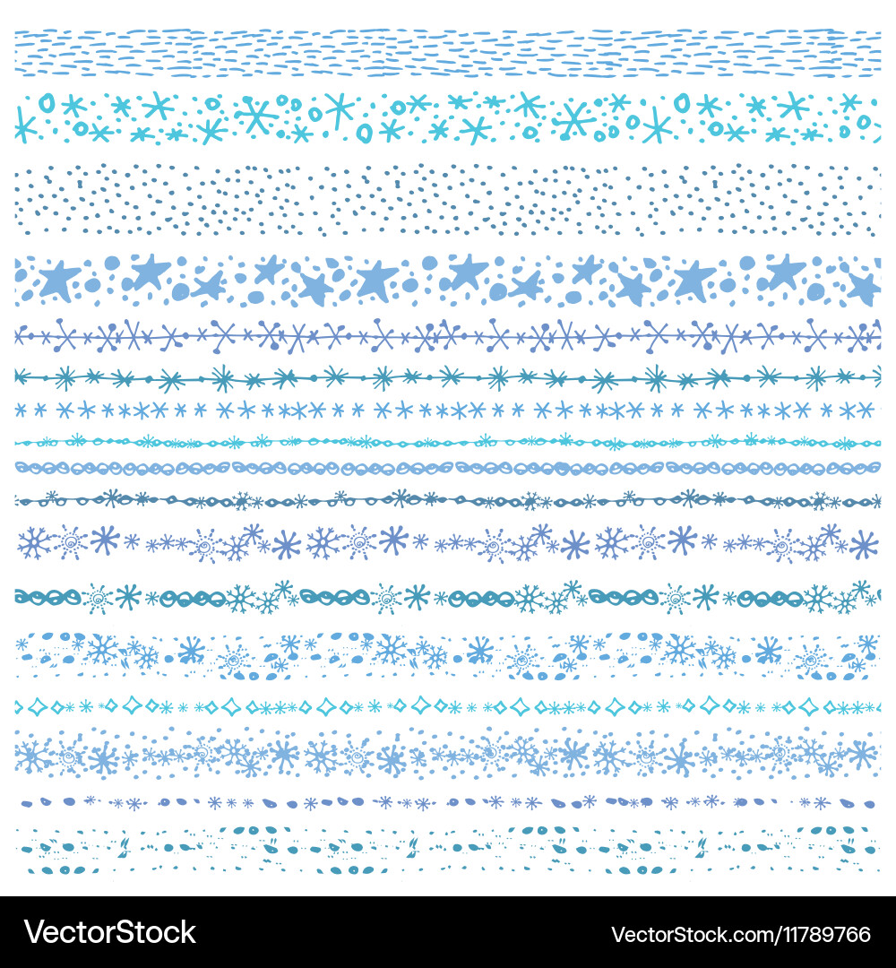 Winter snow seamless line borders setchristmas Vector Image