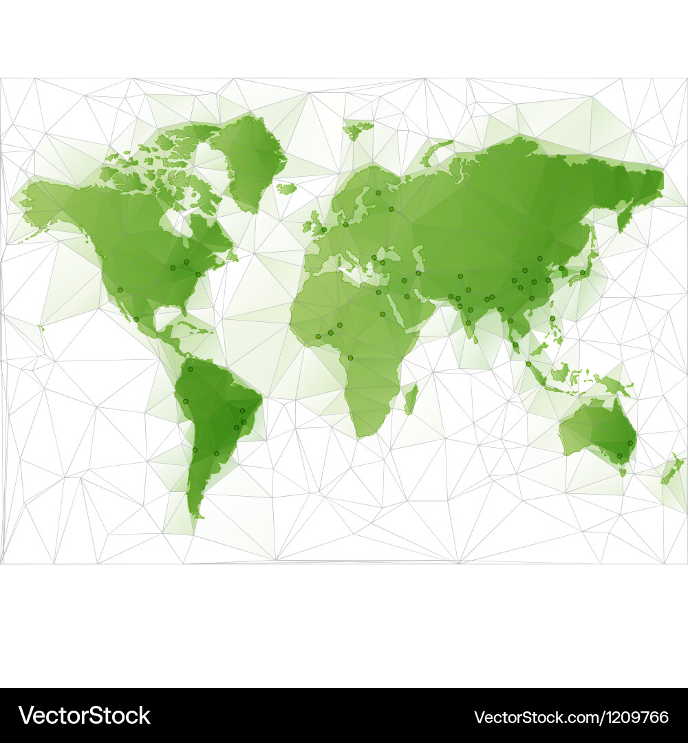 World map with largest cities in the Royalty Free Vector