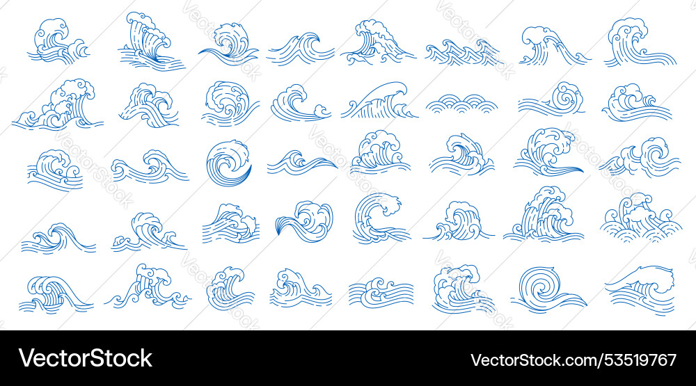 Asian Wave Art - Water Swirls Royalty Free Vector Image