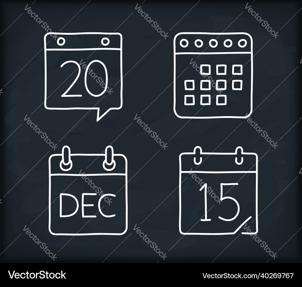 Calendar doodle icons Royalty Free Vector Image