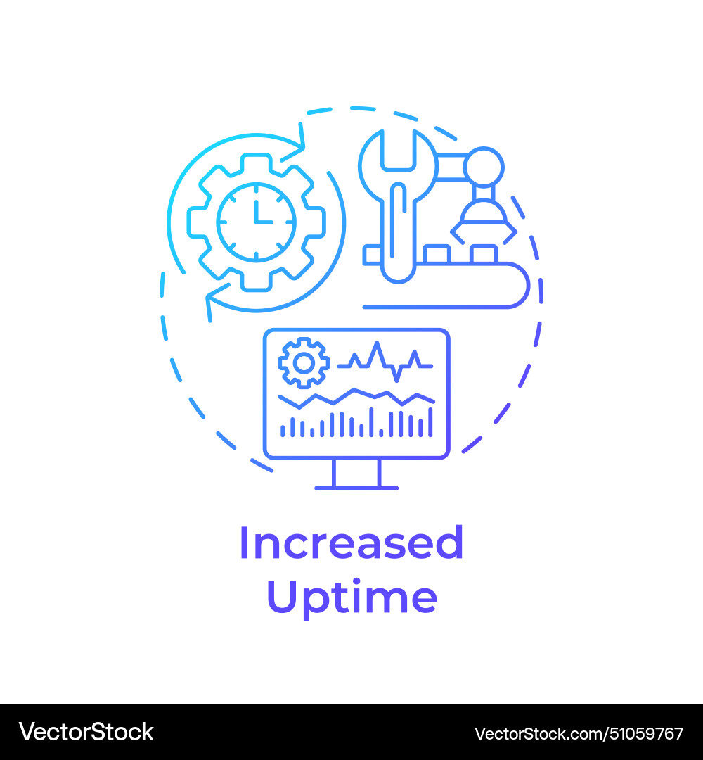 Increased uptime blue gradient concept icon Vector Image