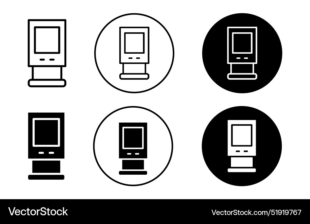 Kiosk icon collection of outline thin line symbol Vector Image
