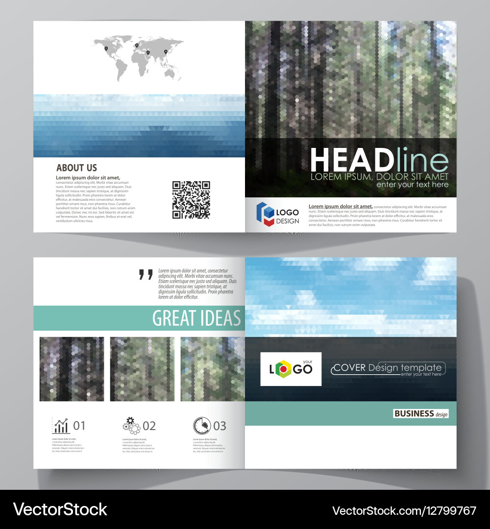 Minimalist Bi Fold Brochure Templates Royalty Free Vector Vectorstock