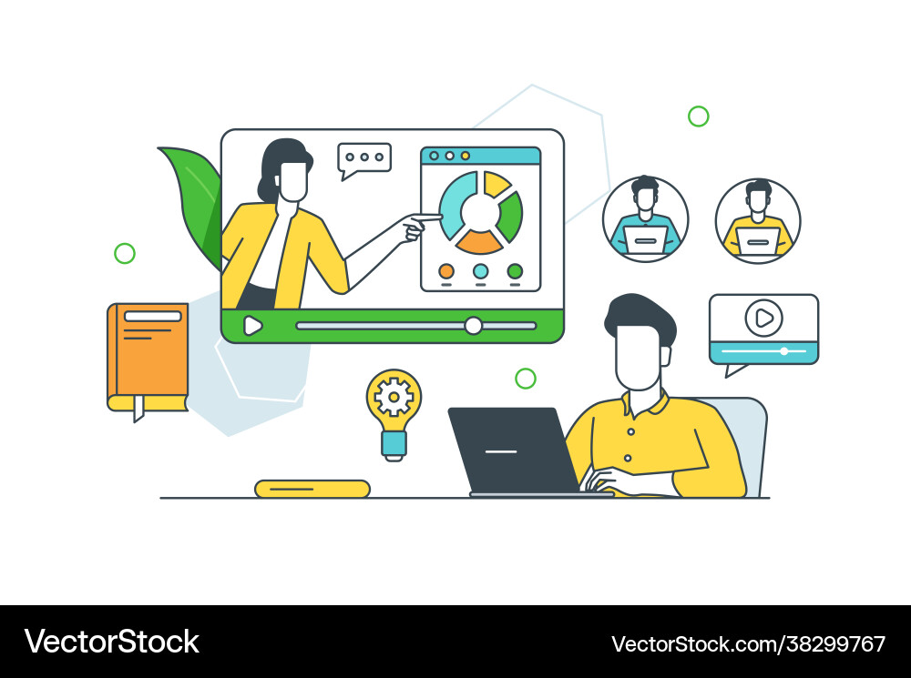 Online video tutorials for training Royalty Free Vector