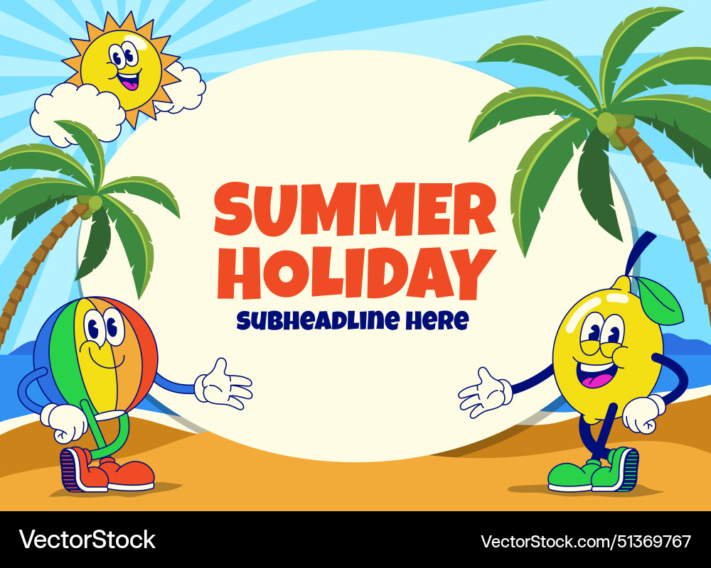 Summer beach background greeting design with Vector Image