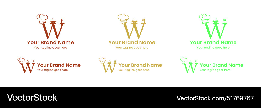 W letter restaurant logo design Royalty Free Vector Image